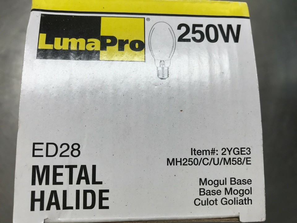 2YGE3 Grainger LumaPro MH250/C/U/M58/E Lamp 250W ED28 Coated BULB 10K ...