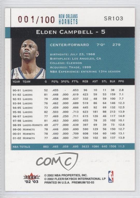 2002-03 Fleer Premium Ruby /100 Elden Campbell #SR103 | eBay
