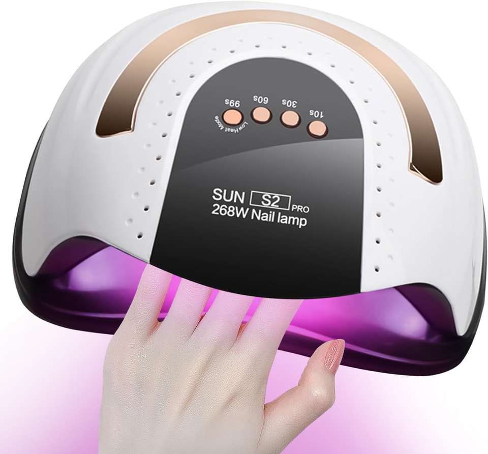 UV Nail Lamp, 268W LED Nail Dryer, 57-Bead, Infrared Sensor, 4 Timer ...