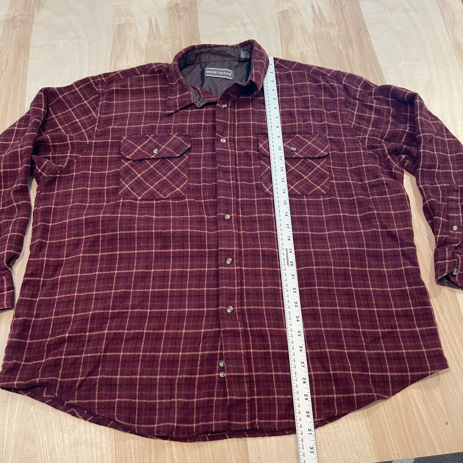 Mens Vtg David Taylor Quilted Flannel Size 2XL Button… - Gem