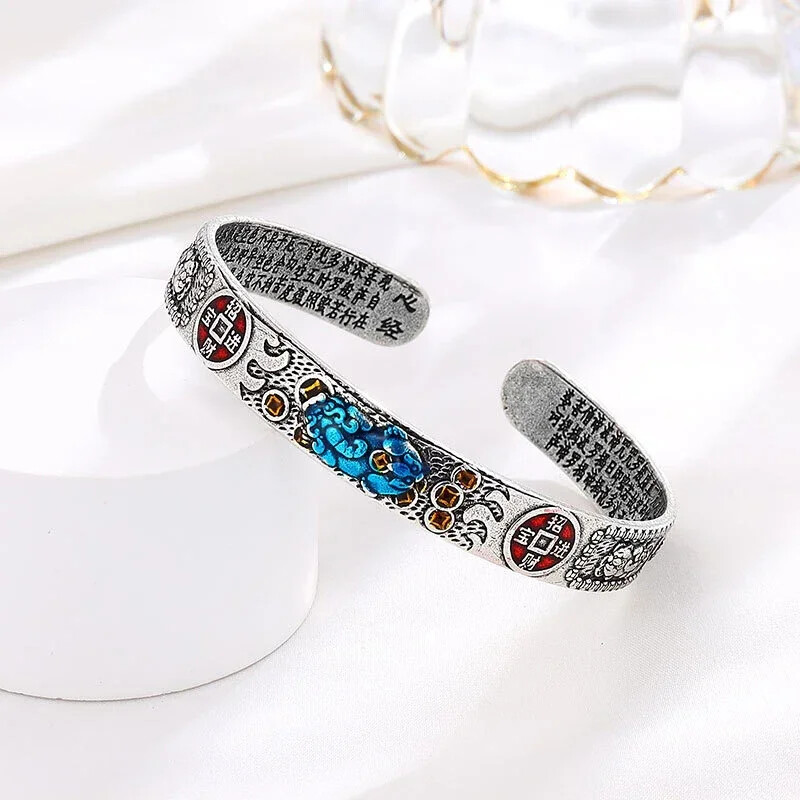 Colorful Enamel Pixiu Men Bracelet Charm Chinese Style Bangles for ...