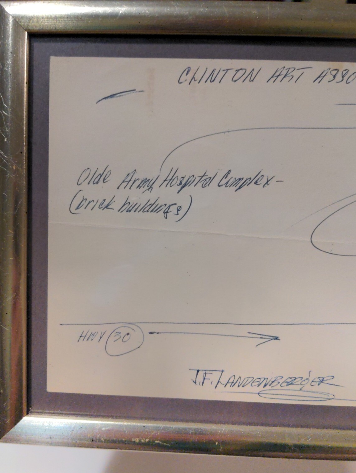 J.F. Landenberger Original Art Signed Hand Drawn Map Clinton Iowa ...