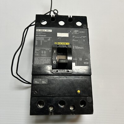 SQUARE D KAL-36225-1021 600 VAC 225 AMP VOLT SHUNT TRIP CIRCUIT BREAKER ...