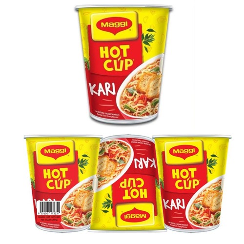 12x Maggi HOT CUP CURRY Flavour - 58g Halal Food Malaysia Fast Instant ...