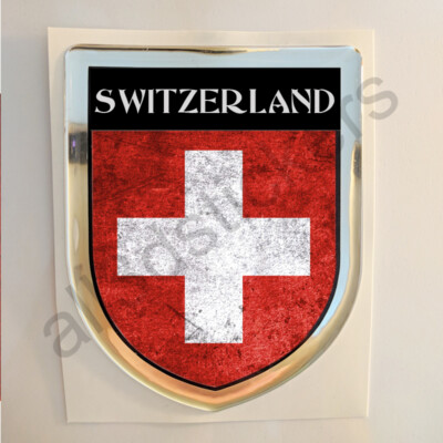 Switzerland Sticker Resin Domed Stickers Flag Grunge 3D Adhesive Decal ...