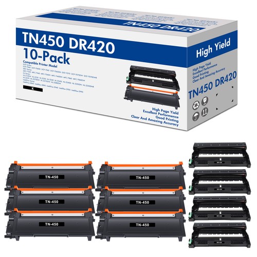 6x TN450 Toner 4 x DR420 Drum Compatible With Brother HL-2280DW ...