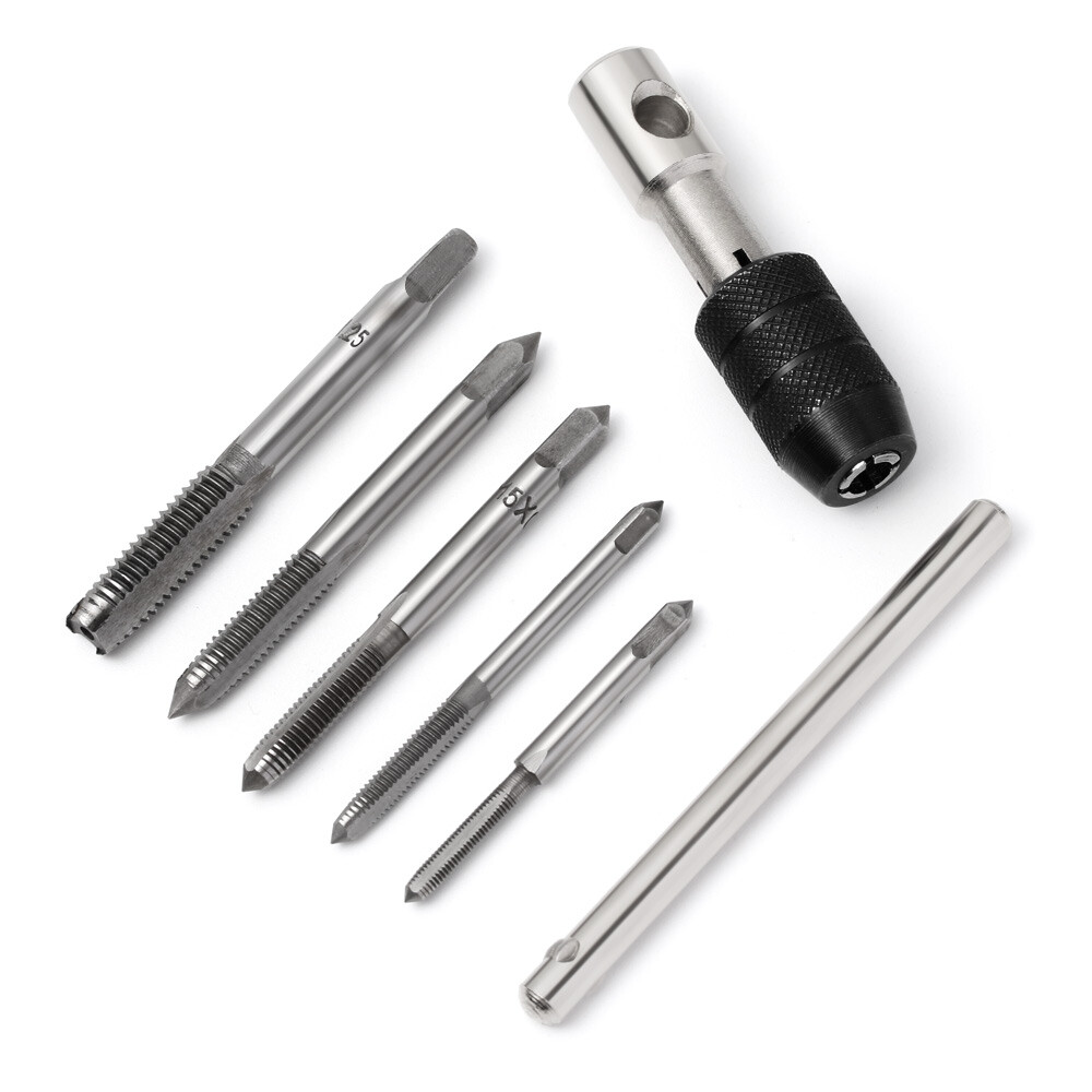 Hand Taps Drill Bit T-handle Hand Tool Tap Wrench Chuck Set Metric ...