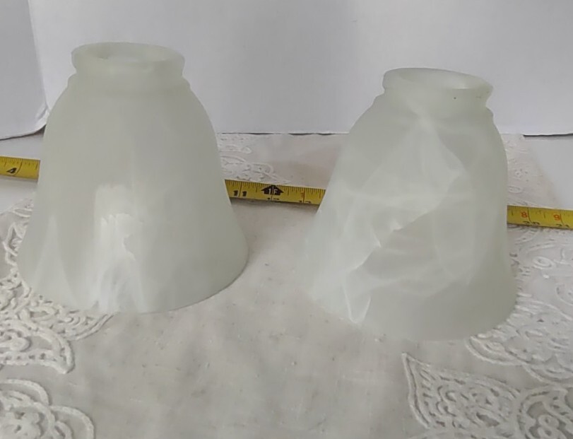 2 Replacement Shades light lamp Alabaster Frosted white 5.5" Bell glass ...