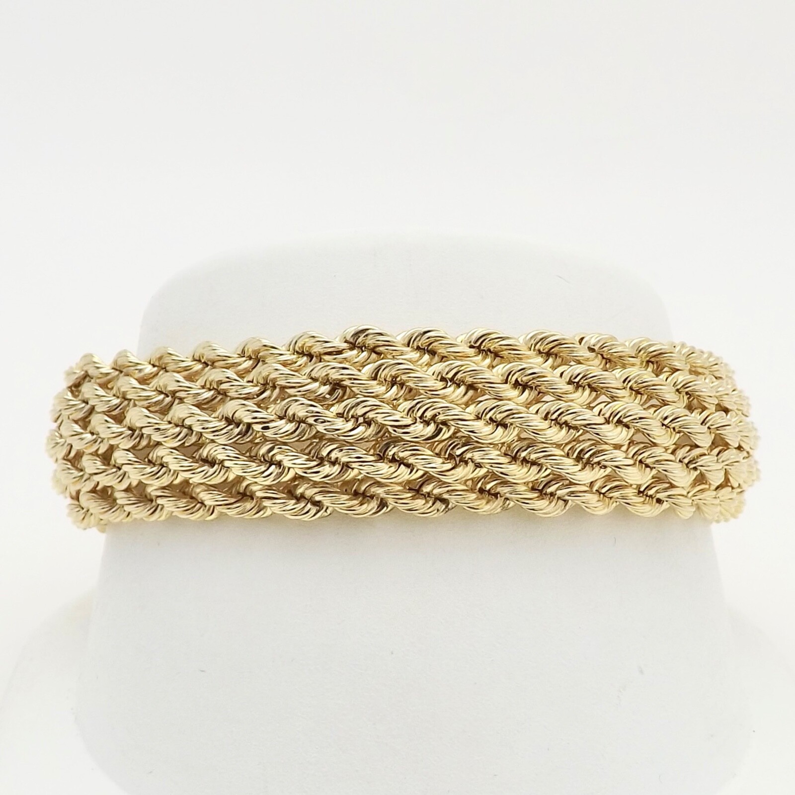 OroAmerica 14K Gold 5 Row Rope Link Wide Soft Flex Bangle Bracelet 7in ...