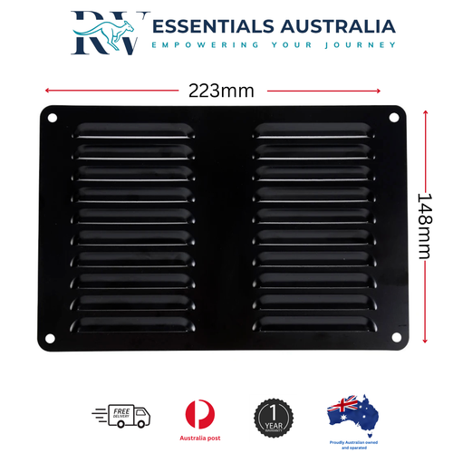 VENTILATION GRILL LOUVRE BLACK 233MM X 148MM CARAVAN RV MOTORHOME AIR ...