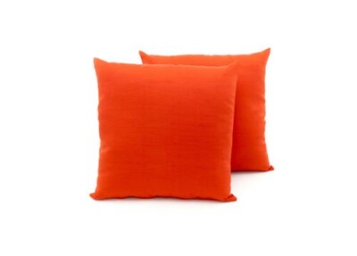 Paire Oreillers Meubles Rembourré Tissu Ottomane En Couleur Unie Orange ...