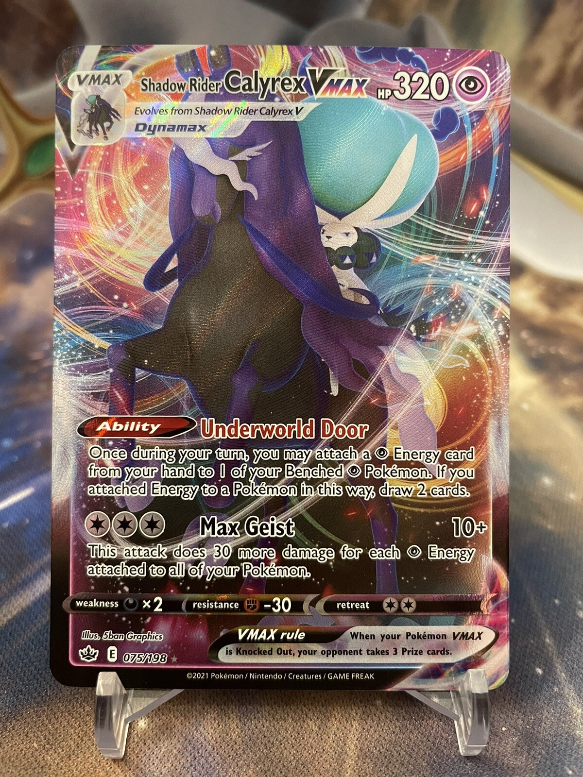 Pokémon TCG Shadow Rider Calyrex VMAX Chilling Reign 075/198 Holo Ultra ...