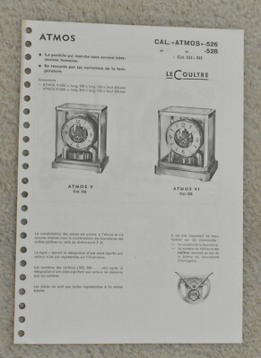 LeCoultre Atmos Parts List for Caliber No. 526 & 528. This is NOT a ...