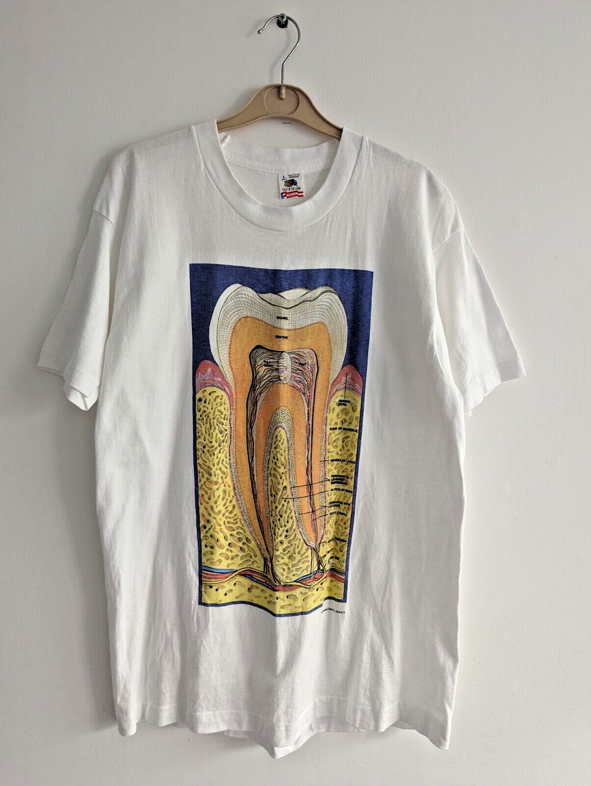 Single Stitch Vintage Anatomical Chart Tooth 90s T-sh… - Gem