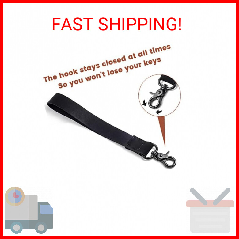 Black Hand Wrist Lanyard Key Chain Holder for Women & Men, Short ...
