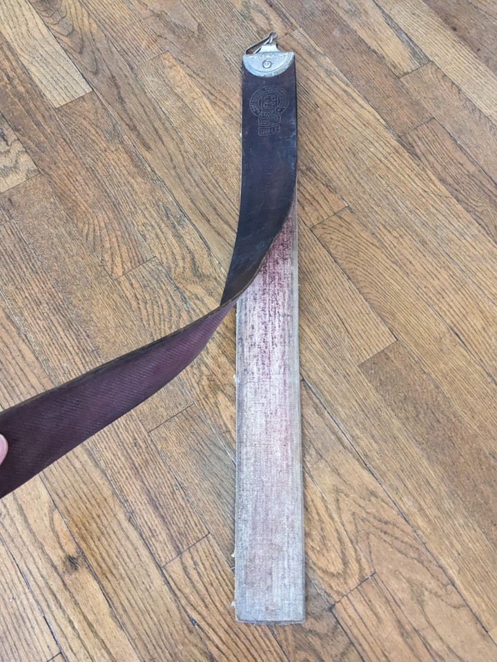 Vintage 24" Heavy Leather RUSSIA CCCP SHELL Thick Canvas Barber RAZOR ...