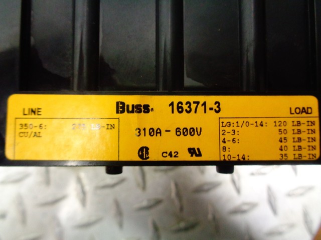 Buss 16371-3 Power Distribution Block 310a 600v 3 Pole for sale online ...