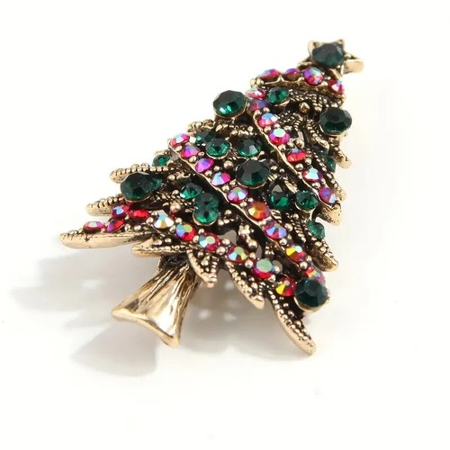 Vibrant Vintage Luxury Shiny Rhinestone Christmas Tree Brooch Pin Badge ...