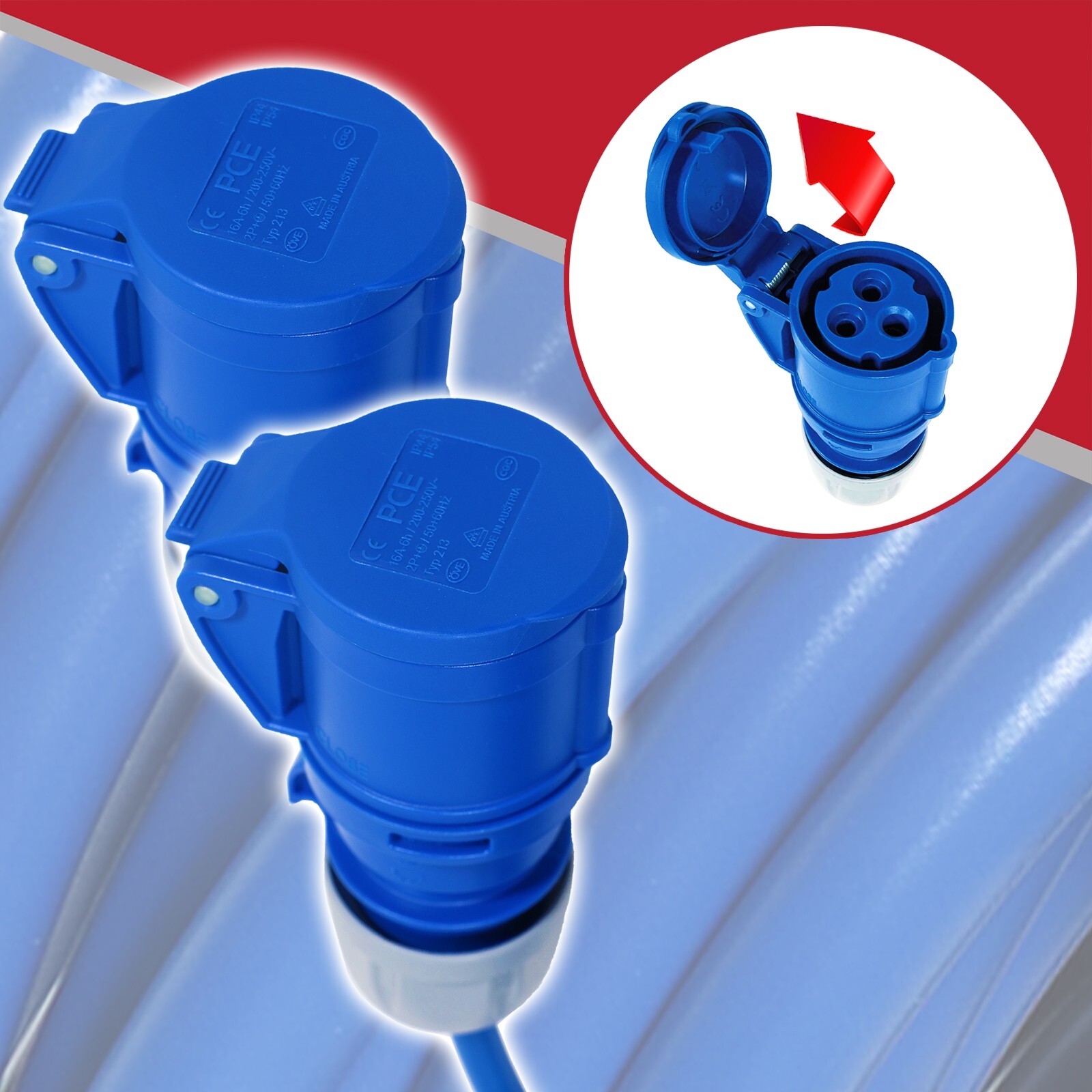 16A Extension Lead 14m 240V 2.5mm Heavy Duty Power Cable + 2 x 16 Amp ...