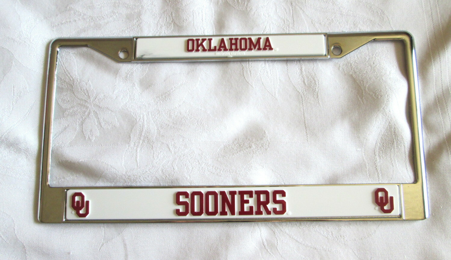 OKLAHOMA SOONERS EMBOSSED CHROME LICENSE PLATE FRAME #2b - NEW | eBay