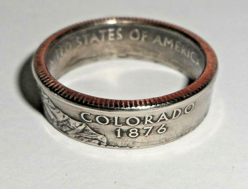 "Sealed" COLORADO US STATE QUARTER handmade coin ring or pendant size 4 ...