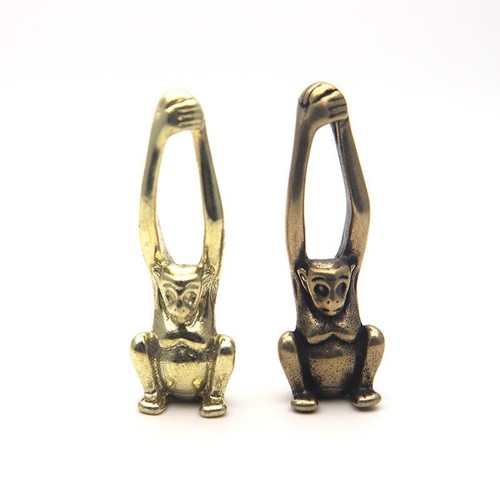 Pure Brass Monkey Key Chain Ring Pendant Ornament Miniature Craft ...