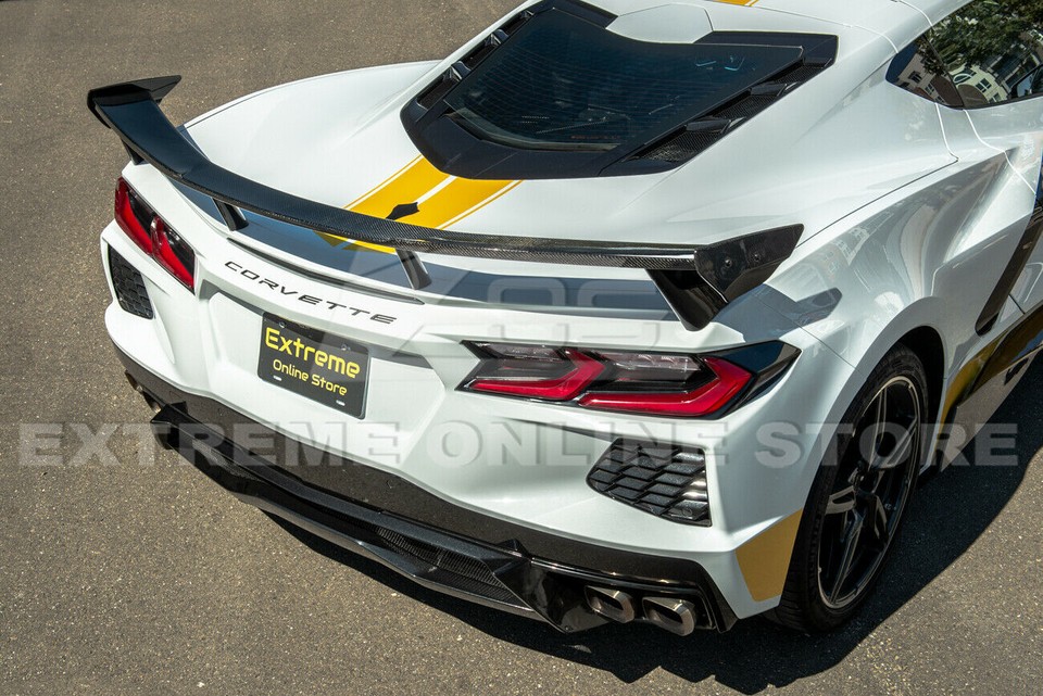 EOS GM Carbon Fiber High Rear Trunk Spoiler Wing For Corvette C8 20-Up ...