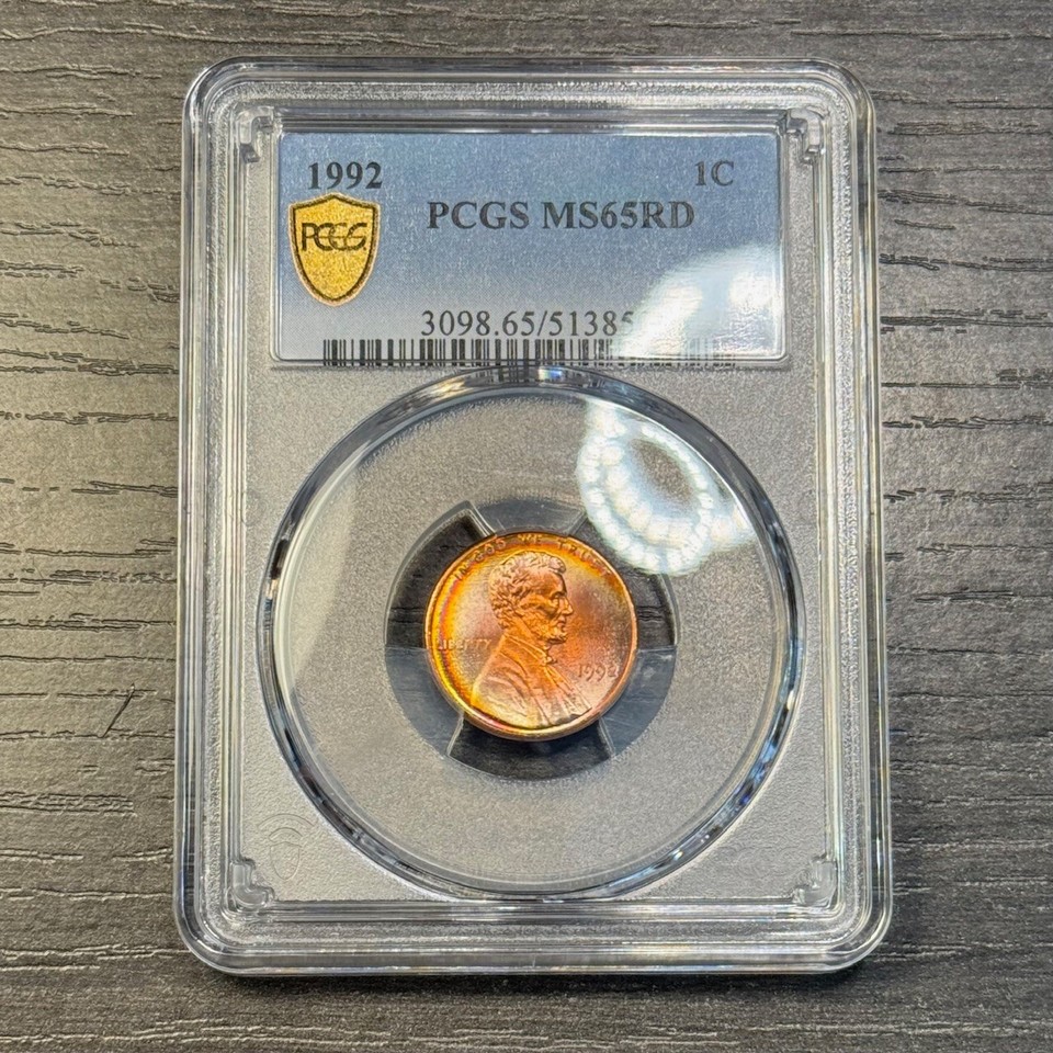 MS65RD 1992 1C Lincoln Memorial Cent PCGS Trueview- Rainbow Toned (Bad ...