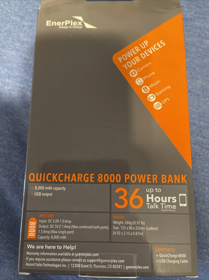 Enerplex Quick Charger Portable Charger 8000mAh | eBay