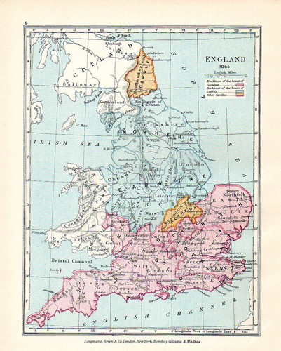 VICTORIAN MAP ~ ENGLAND in 1065 GODWINE LEOFRIC EARLDOM | eBay