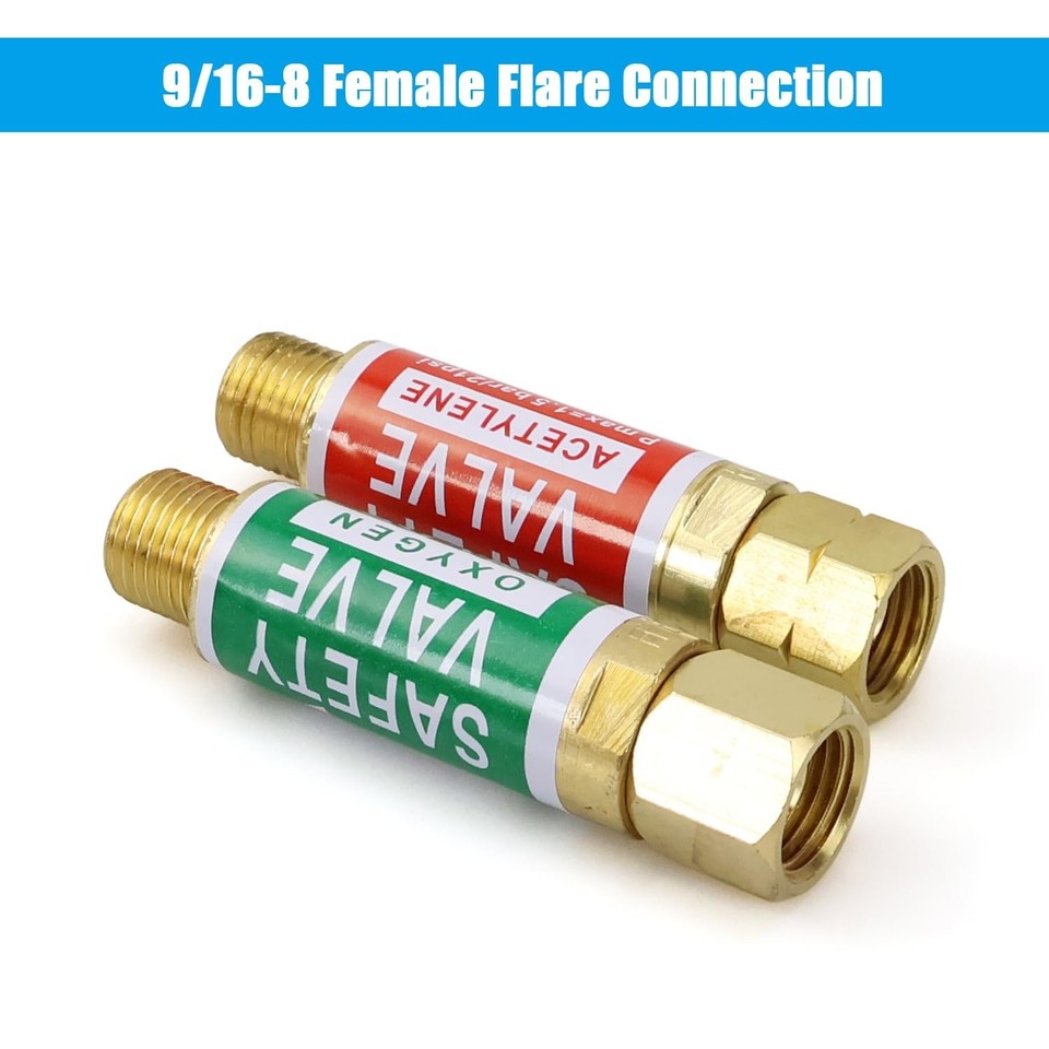Oxygen and Acetylene Flashback Arrestors Set 2-Set Regulator End 9/16 ...