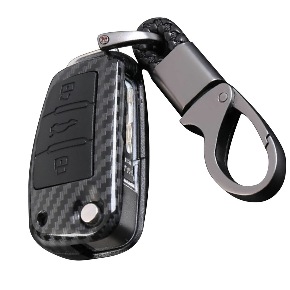 Red Carbon Fiber Car Key Cover Chain Remote Flip Fob For Audi A1-A8 Q3 ...