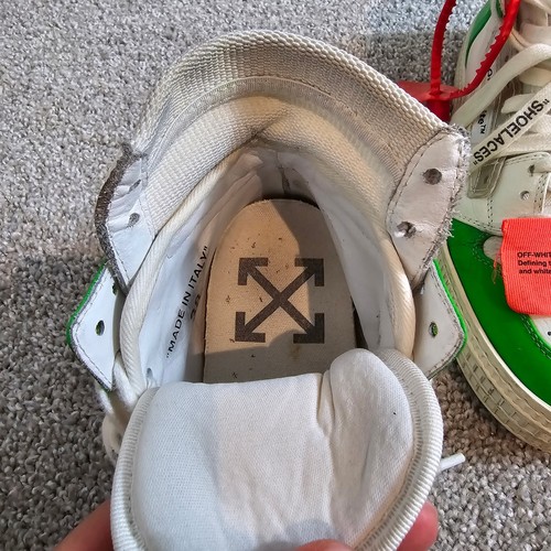 OFF WHITE Cup Sole 3.0 High Top White Canvas Leather Rubber Trim ...