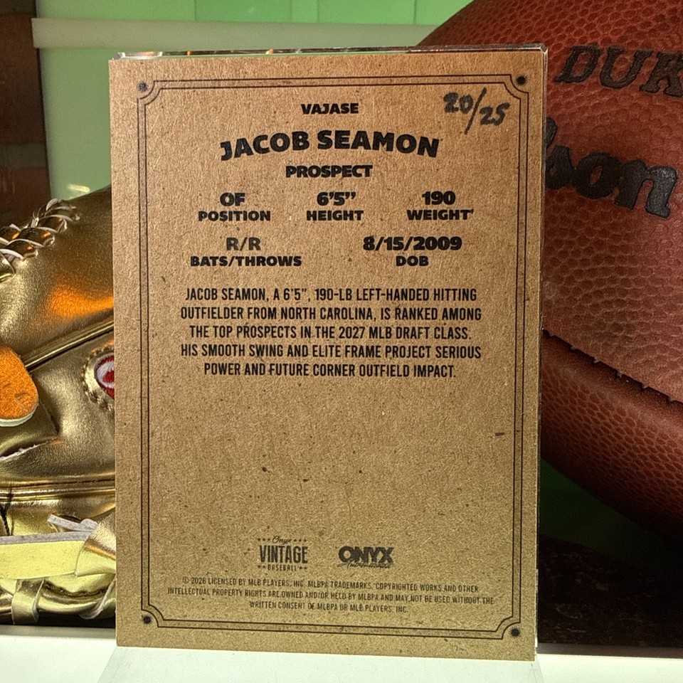 2025 Jacob Seamon Red Ink Autograph Onyx Vintage Baseball 20/25 | eBay