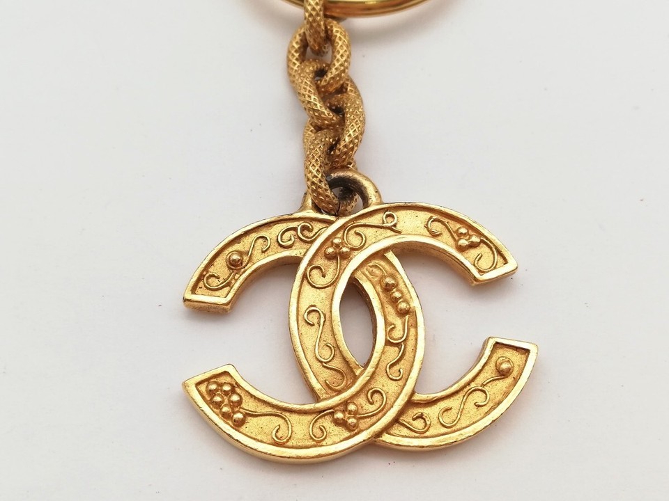 Chanel Charm Here Mark Keychain Gold Logo Strap Used | eBay