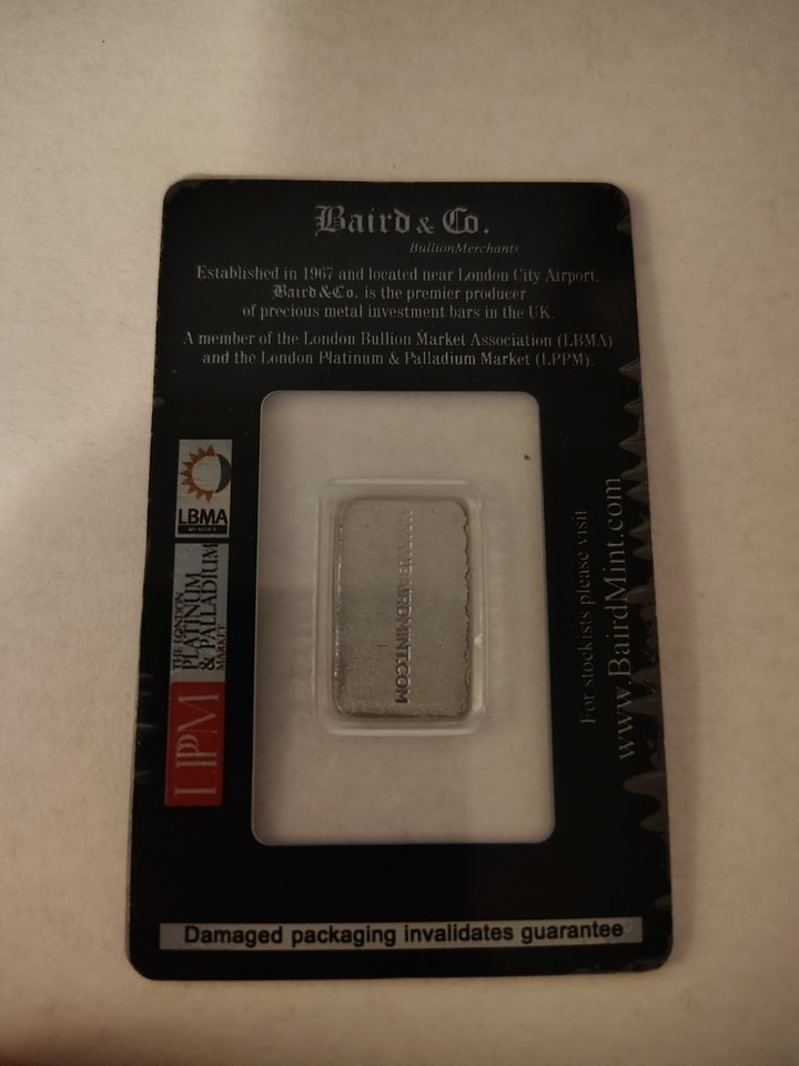 Baird & Co. Mint 1/10 Oz 999 Fine Rhodium Bar, RARE BULLION | eBay