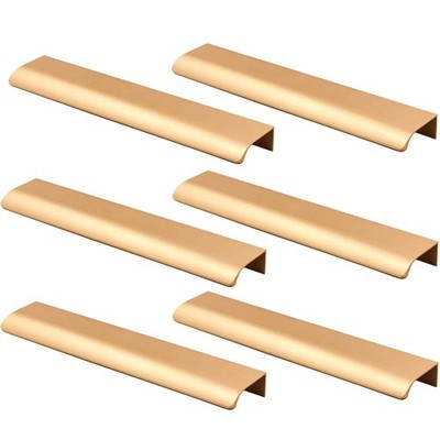 6 Pcs Gold 7.87" Curved Edge Pull Handles 6.3" Hole Finger Tab for ...