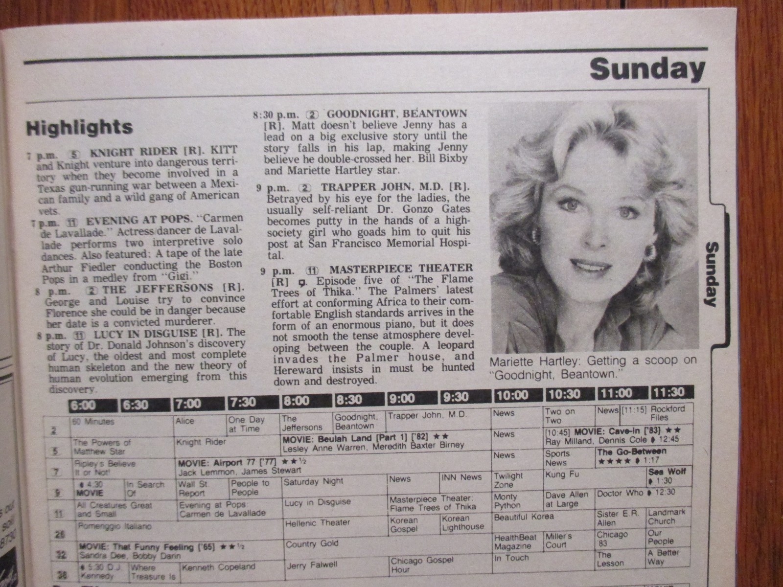 September 11, 1983 Chicago Tribune TV Magaz(MARY HART/RON HENDREN/DIXIE ...