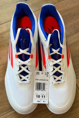 Adidas F50 League Indoor Soccer Shoes White Blue Red IF1395 Mens 10 ...