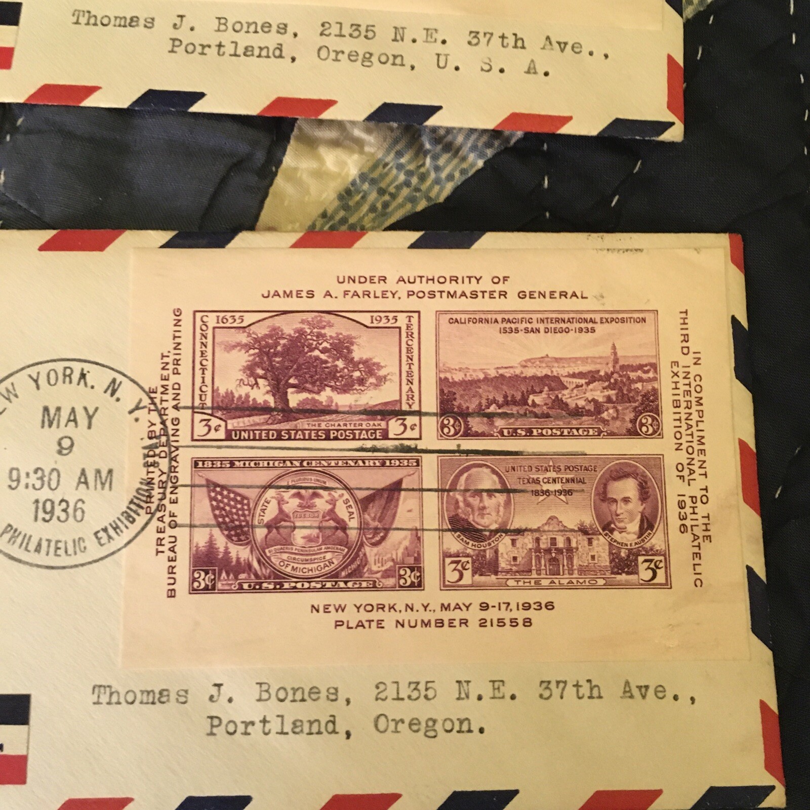 1936 Third International Philatelic (4) 3-Cent Postage. Plates 21557 ...