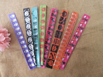 2x 48 Halloween Theme Reflective Magic Ruler Slap Band Bracelets | eBay ...