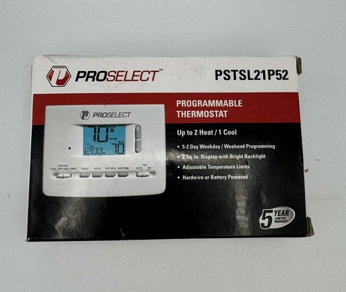 ProSelect PSTSL21P52 Programmable HVAC Thermostat 2 Heat 1 Cool New ...