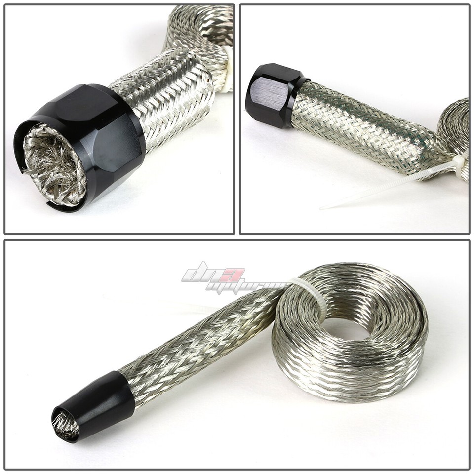 BRAIDED HOSE STAINLESS STEEL BLACK ENGINE DRESS UP KIT RADIATOR/VACUUM ...