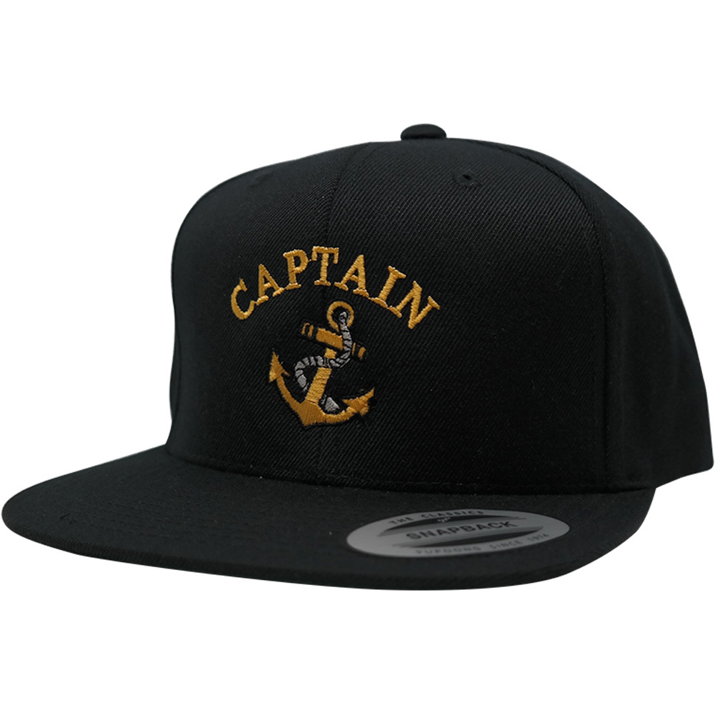 FLEXFIT Captain with Ships Anchor Embroidered Flat Bill Snapback Cap | eBay