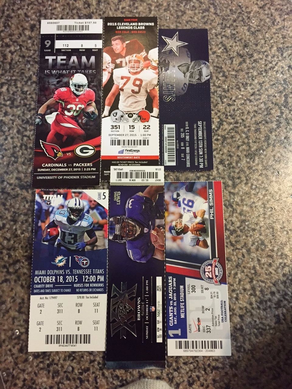 2015 LOT OF 100 DIFFERENT NFL SEASON TICKET STUBS BRONCOS PANTHERS ...