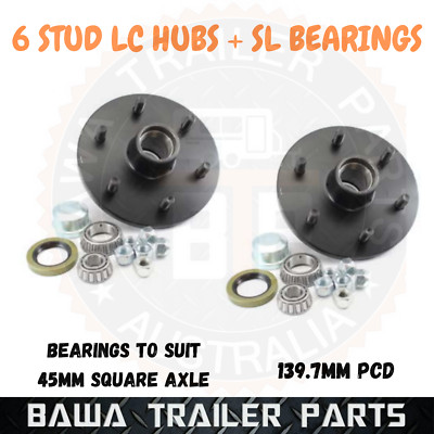 2 x 6 Stud LAND CRUISER Trailer Hubs with Ford Slimline Bearings ...