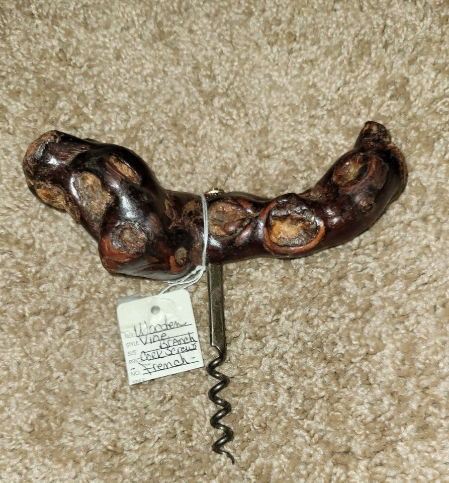 VINTAGE WOODEN CORKSCREW WINE OPENER - FRENCH VINE BRANCH CORKSCREW | eBay
