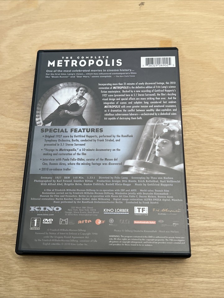 Metropolis (The Complete Metropolis) (2010 Restored) (DVD, 1927 ...