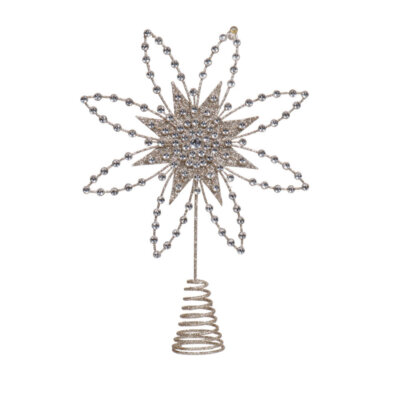Jewel Champagne Flower Burst Tree Topper 27cm Christmas Decoration Tree ...