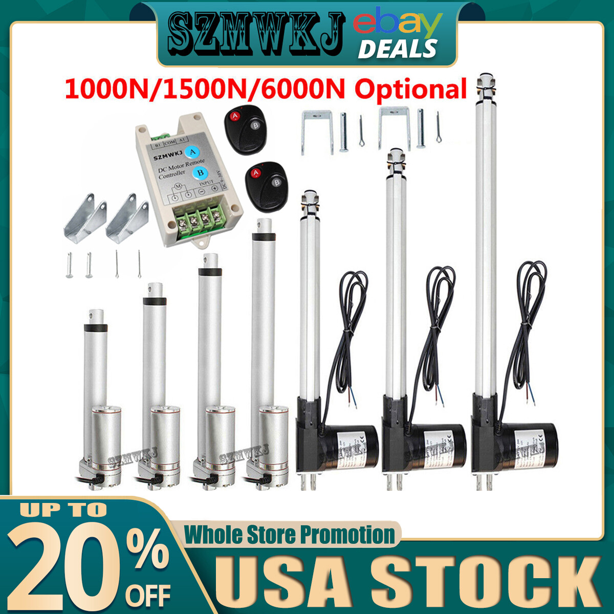 Heavy Duty 12V Linear Actuator 2"-18" Stroke Electric DC Motor for RV ...